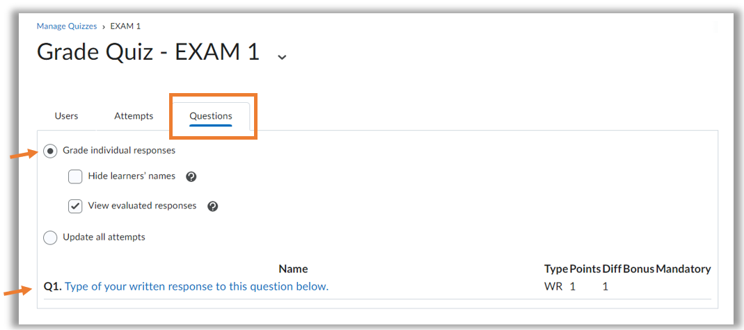 How can I grade all my students’ written response questions on a Quiz ...