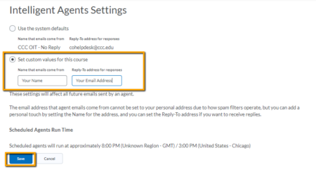 How do I set up Intelligent Agents (automated emails to students ...